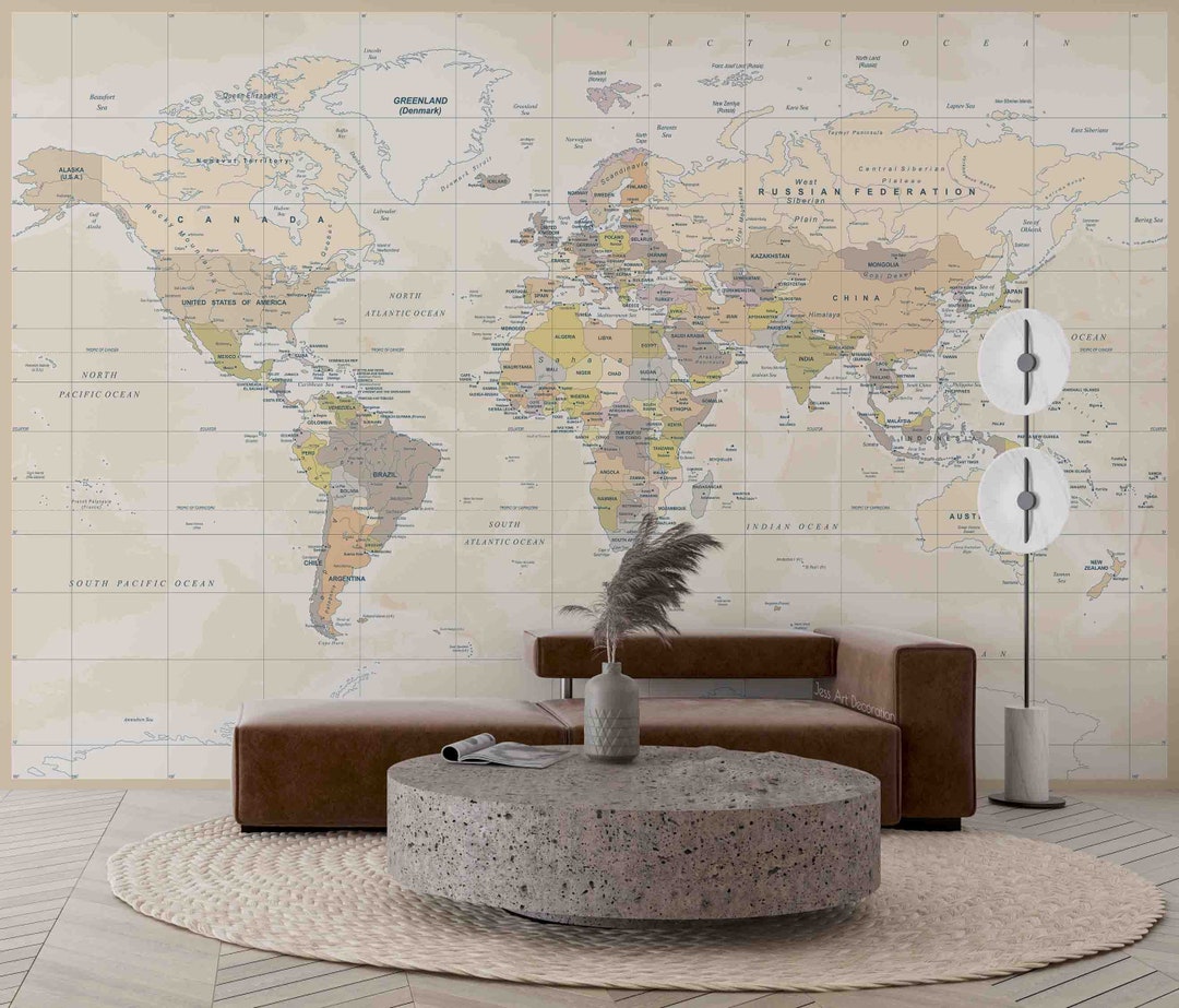 3D World Map Wallpaper Mural Peel and Stick Wallpaper - Etsy