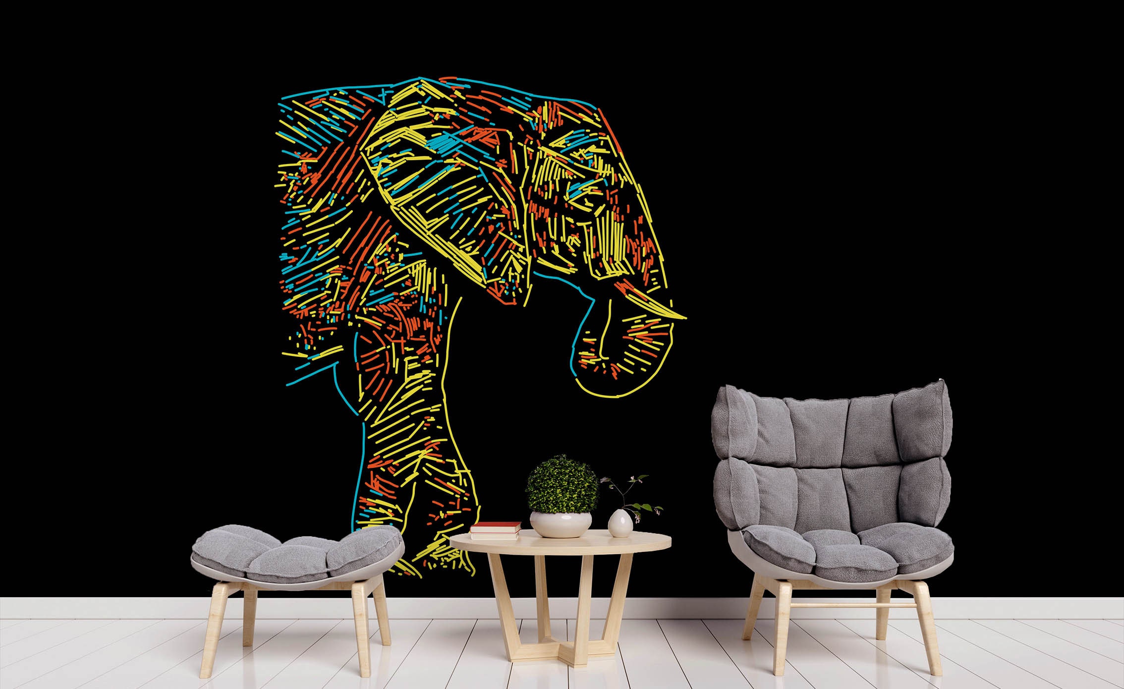 Elephant Pattern Wallpaper Art