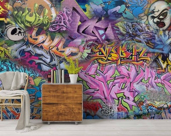 Purple Graffiti Wallpaper - Etsy