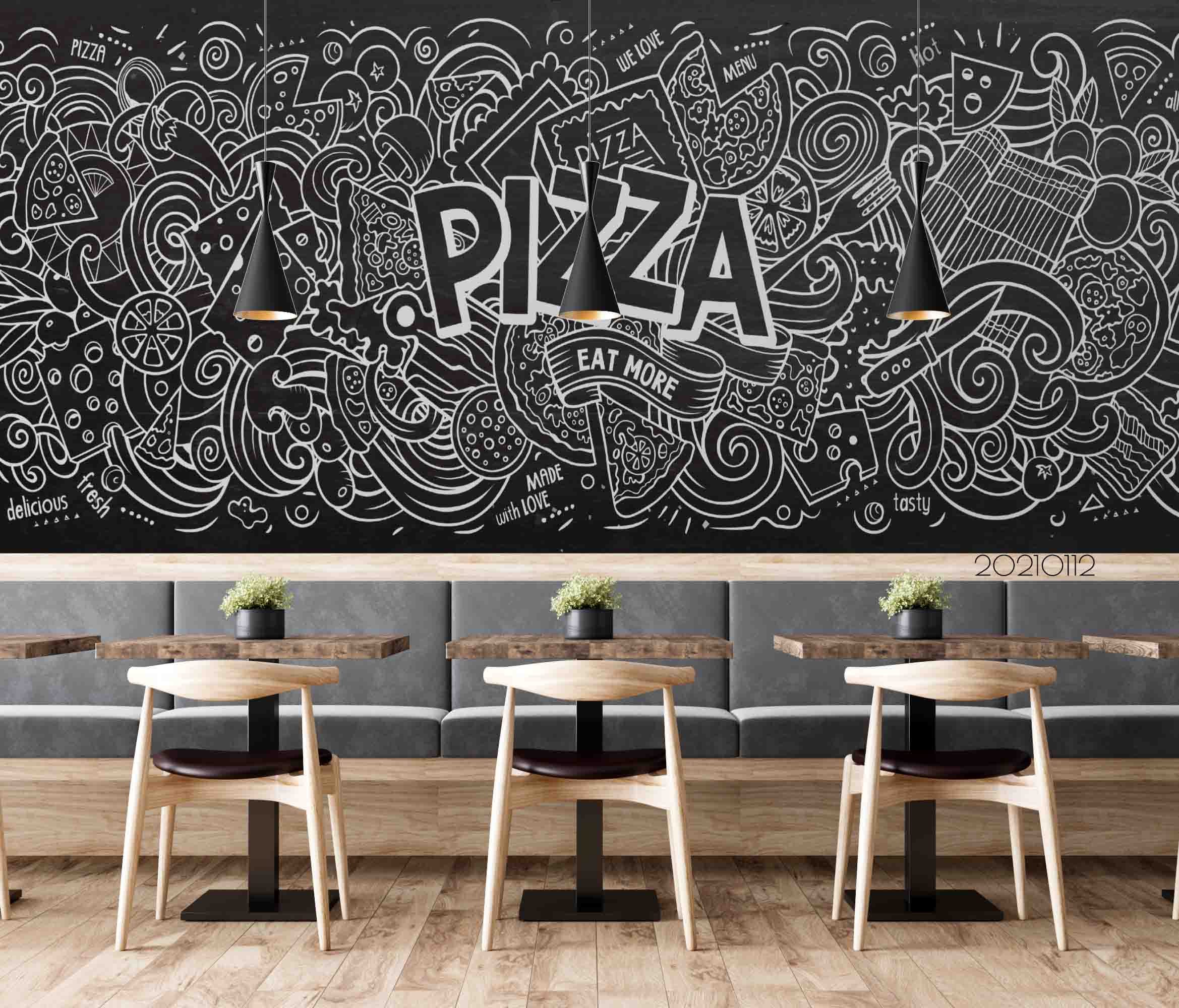 3D Pizza Shop Wall Art Black Wallpaper Shop Wall Decor - Etsy Australia