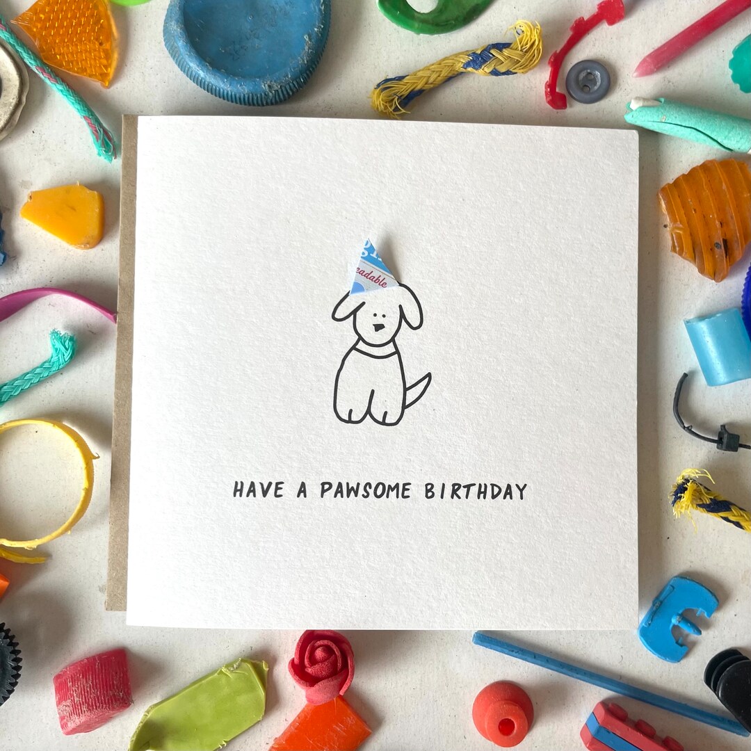 Have a Paw-some Birthday! Eco Birthday Card, Cute Dog Birthday Card ...