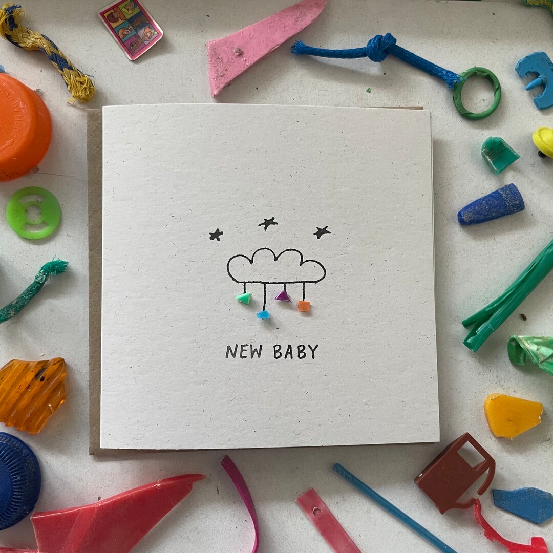 New Baby Card, New Arrival Card, Cute Baby Card, Eco Cards, Plastic ...