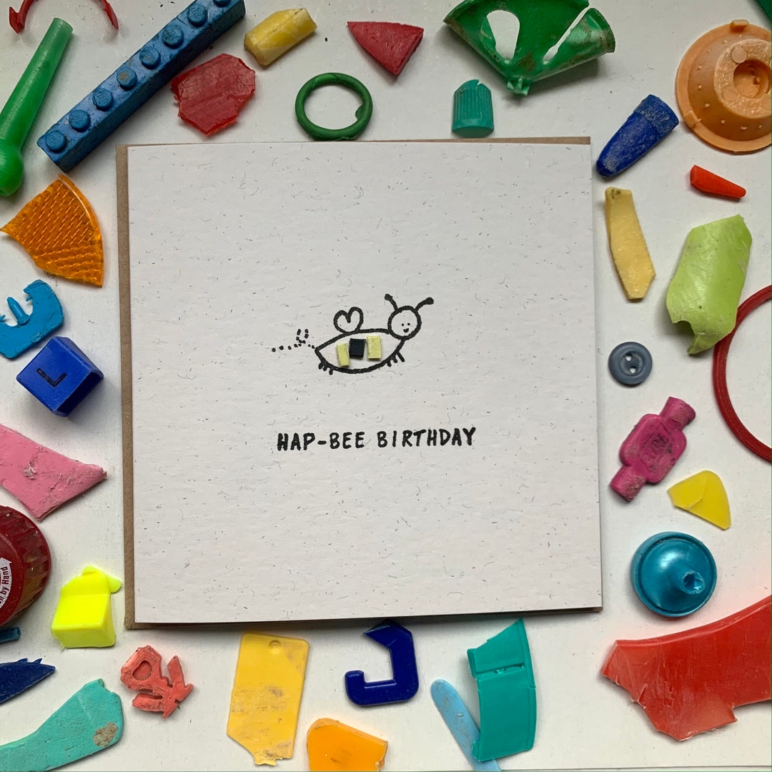 Hap-bee Birthday Card Birthday Card Beach Cleaned Plastic - Etsy