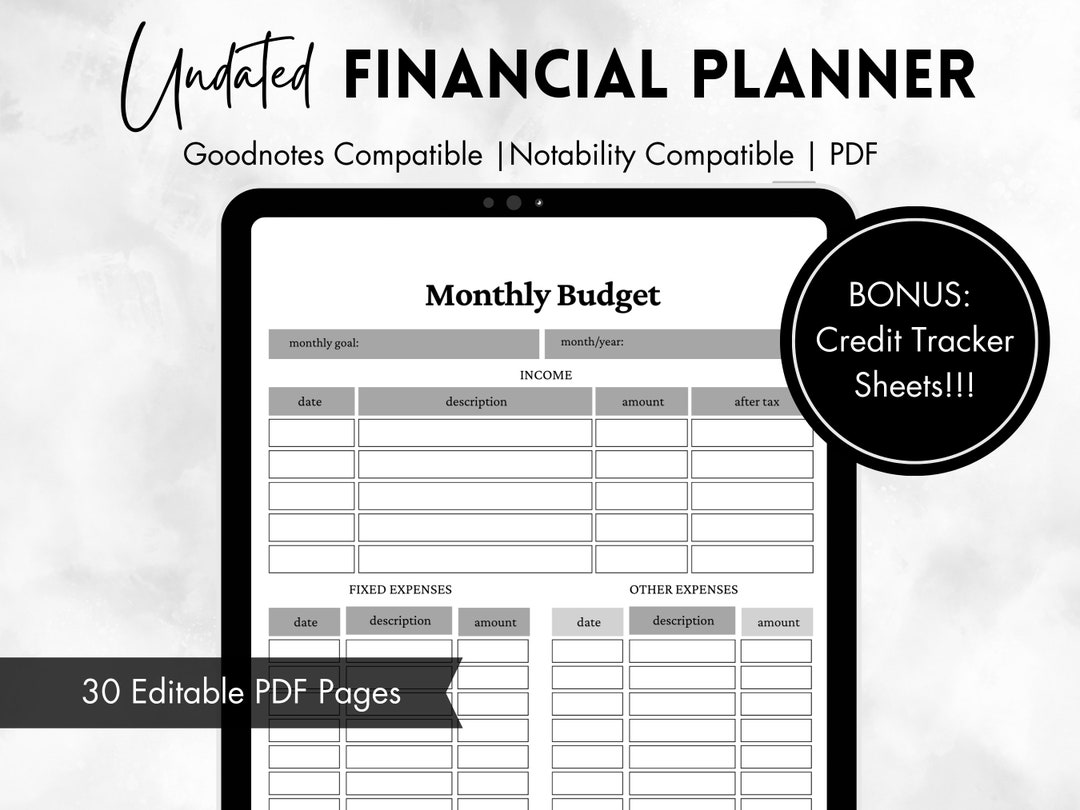 Gray Digital Budget Planner, Financial Tracker, Investment Planner ...