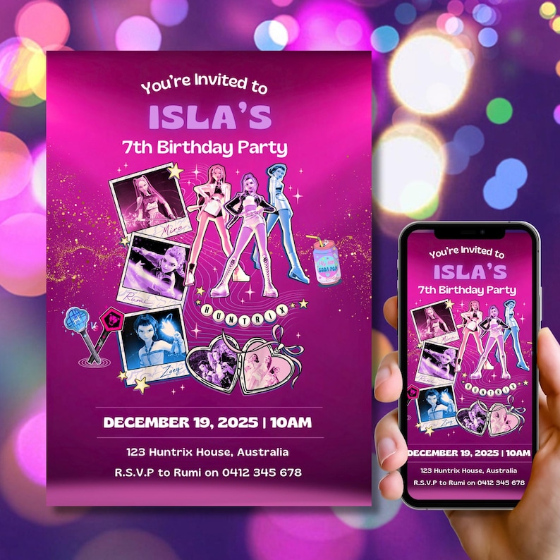 Editable KPOP Demon Hunters Template • Demon Hunter Theme • Kids ...