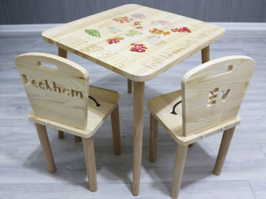 Custom Children Table and Chair, Montessori Table Kids, Personalized ...