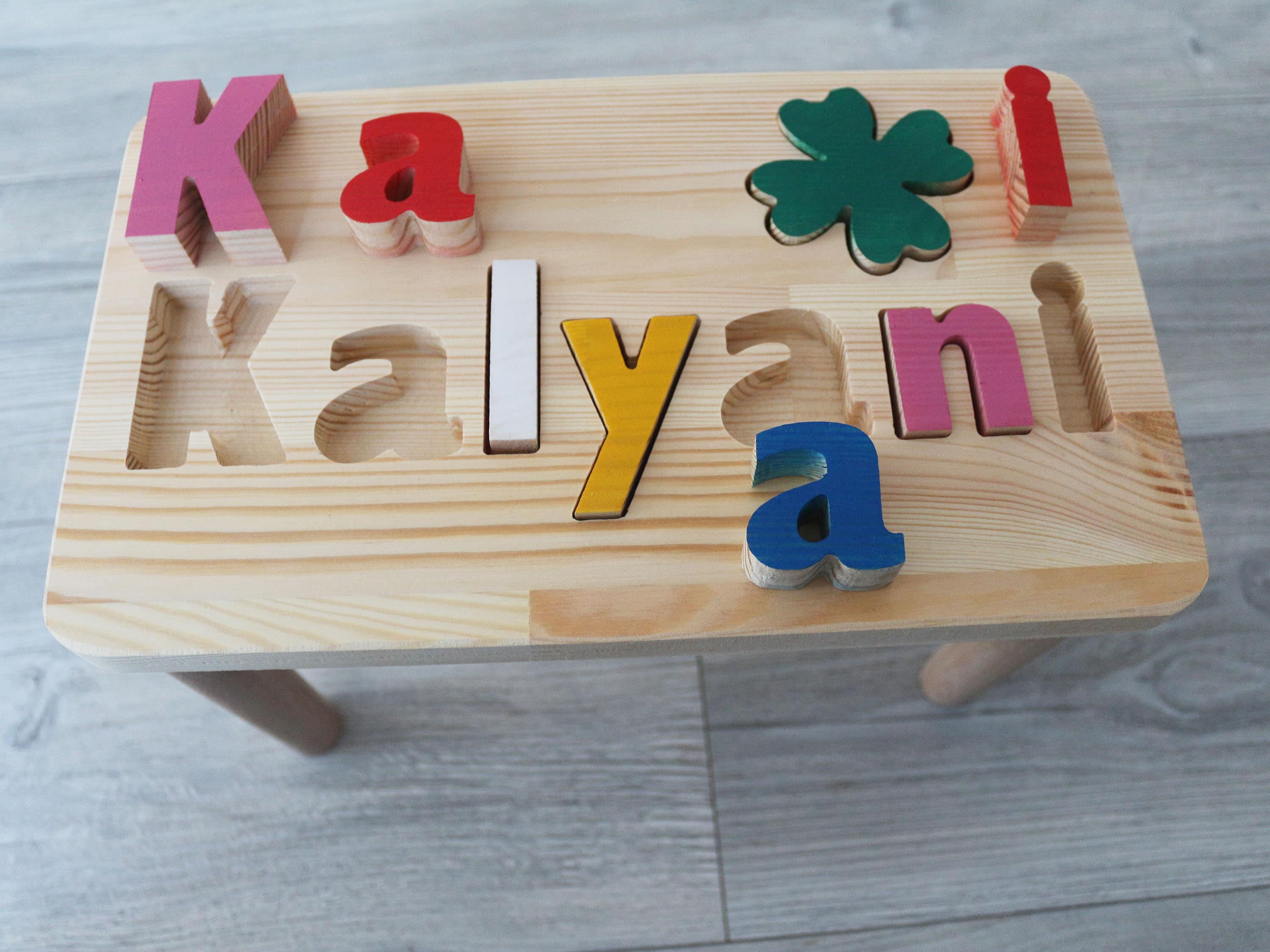 Personalized Wooden Name Puzzle Stool Custom Name Step Stool - Etsy
