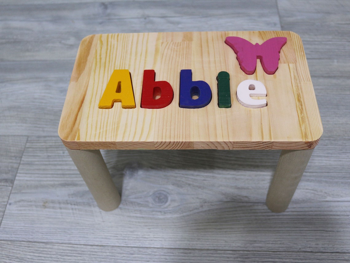 Personalized Wooden Name Puzzle Stool Custom Name Step Stool | Etsy