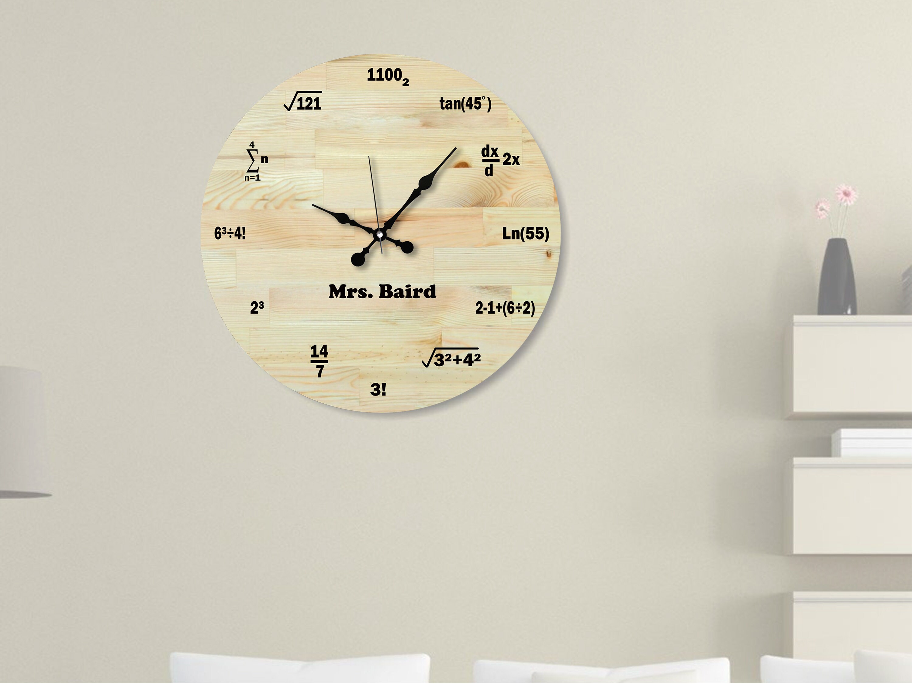 Custom Math Wall Clock Personalized Math Gift - Etsy