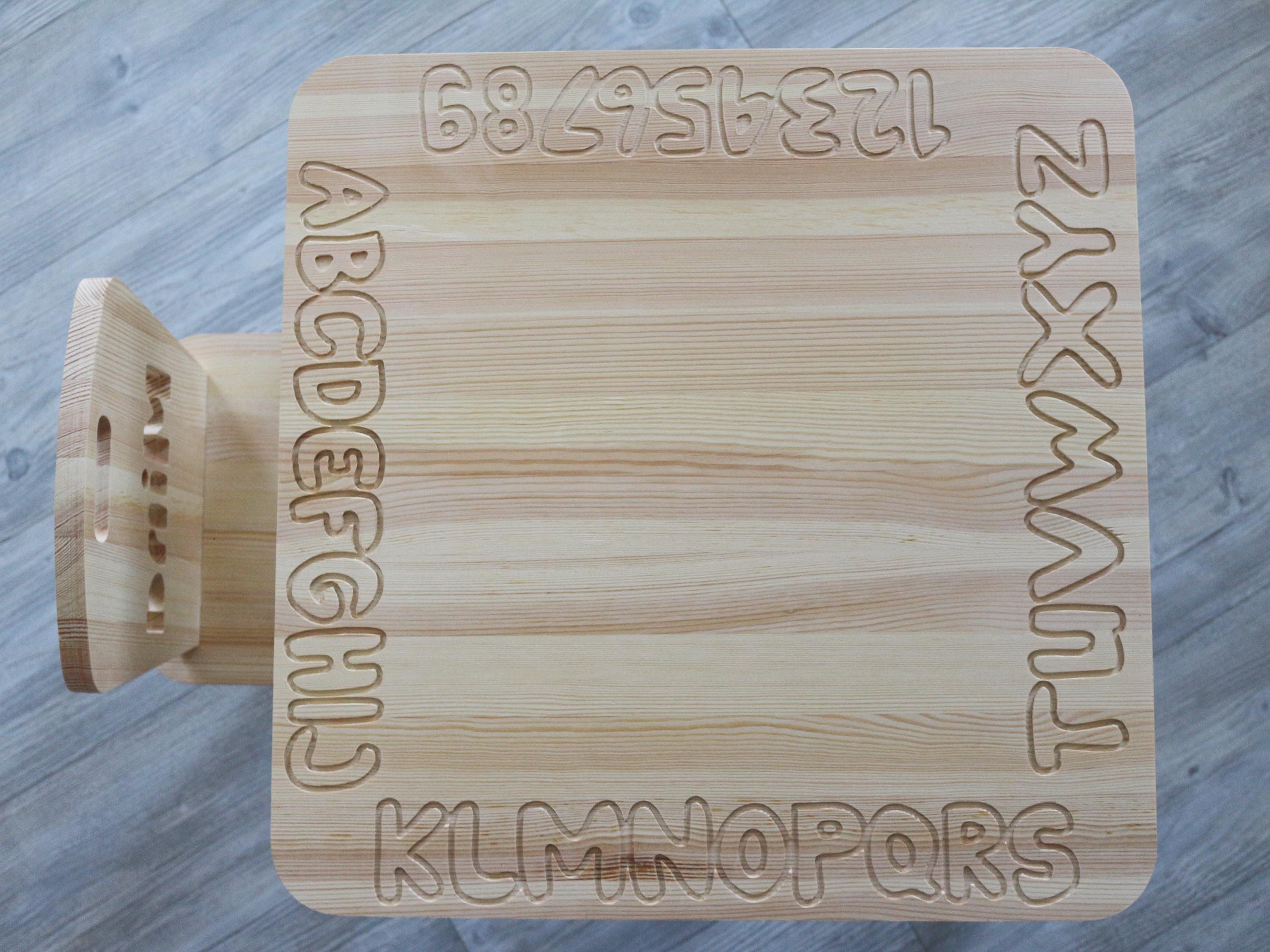 Alphabet and Numbers Engraved Wood Table and Chair Set - Etsy