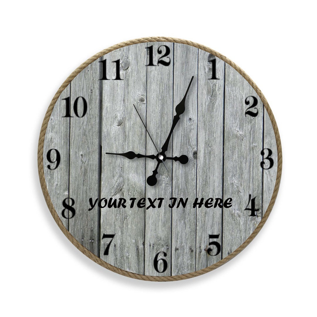 Custom Wood Clock, Round Wall Clock Large Rustic Silent Clocks ...