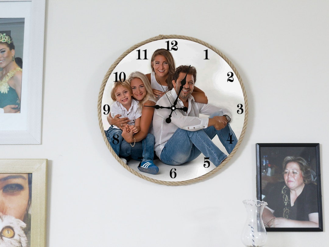 Customized Photo Clock, Custom Wood Wall Clock, Personalized Wooden ...