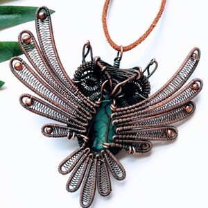 Wire Wrap Owl Necklace/100% Copper Wire Wrapped Dragon Veins Agate ...