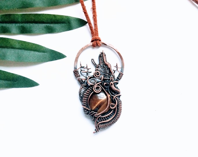 Howling Wolf Pendant, Moonstone Necklace, Copper Wire Wrapped Jewelry ...