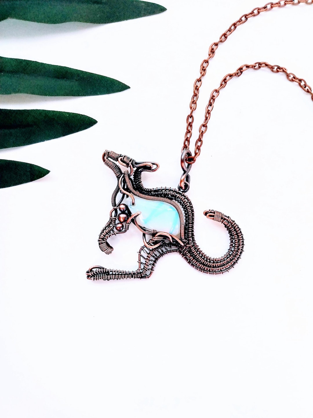 White Kangaroo Necklace/100% Copper Wire Wrapped Opalite Kangaroo ...