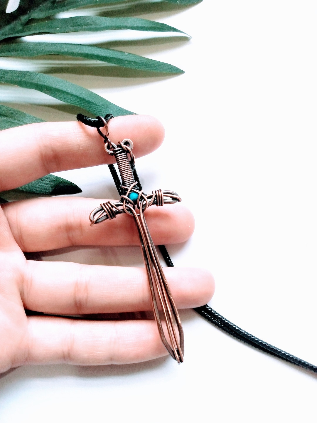 Wire Wrap Sword Necklace/100% Copper Wire Wrapped Blue Jasper Sword ...