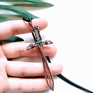 Wire Wrap Sword Necklace/100% Copper Wire Wrapped Blue Jasper Sword ...