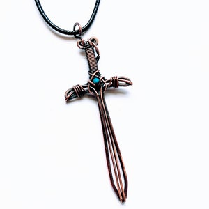 Wire Wrap Sword Necklace/100% Copper Wire Wrapped Blue Jasper Sword ...
