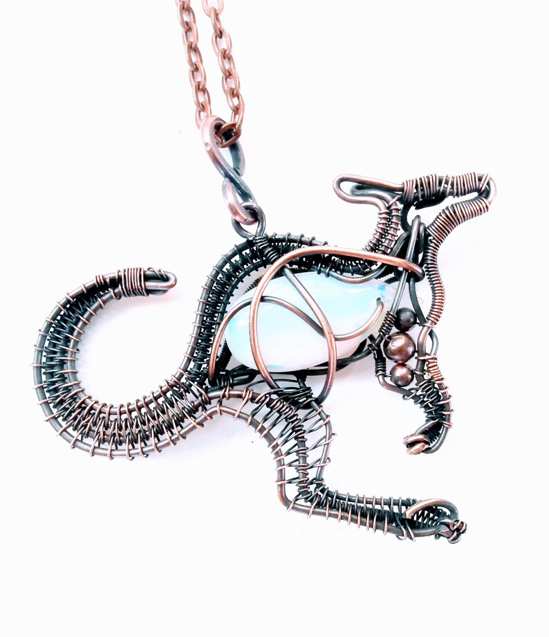 White Kangaroo Necklace/100% Copper Wire Wrapped Opalite Kangaroo ...