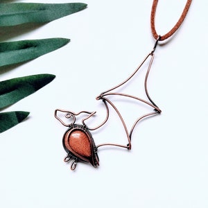 Copper Wire Bat Necklace/100% Copper Wire Wrapped Red Jasper Bat Pendant/bat Jewelry - Etsy