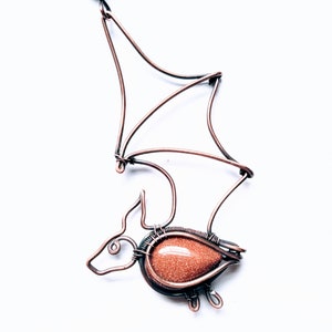 Copper Wire Bat Necklace/100% Copper Wire Wrapped Red Jasper Bat ...
