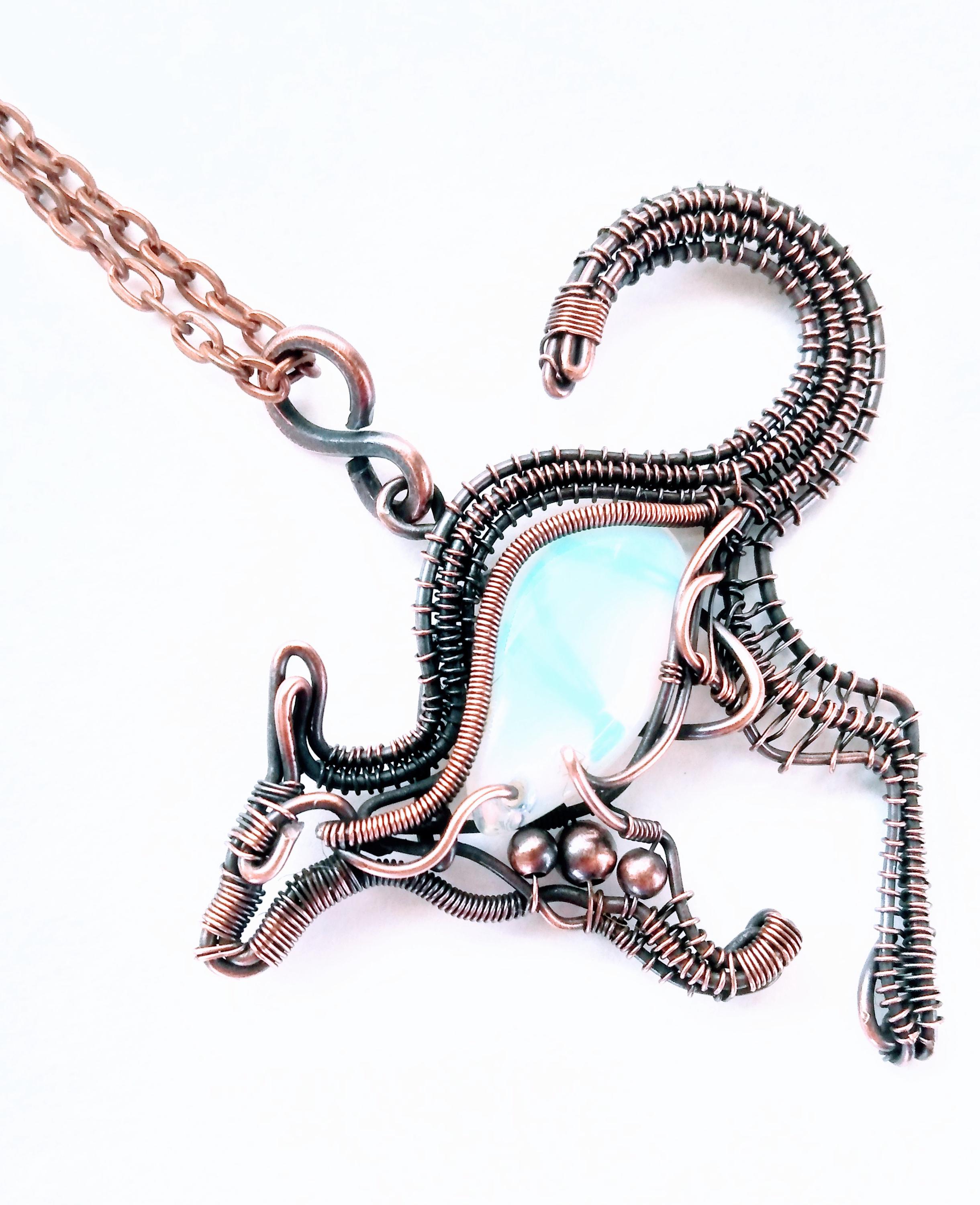 White Kangaroo Necklace/100% Copper Wire Wrapped Opalite Kangaroo ...