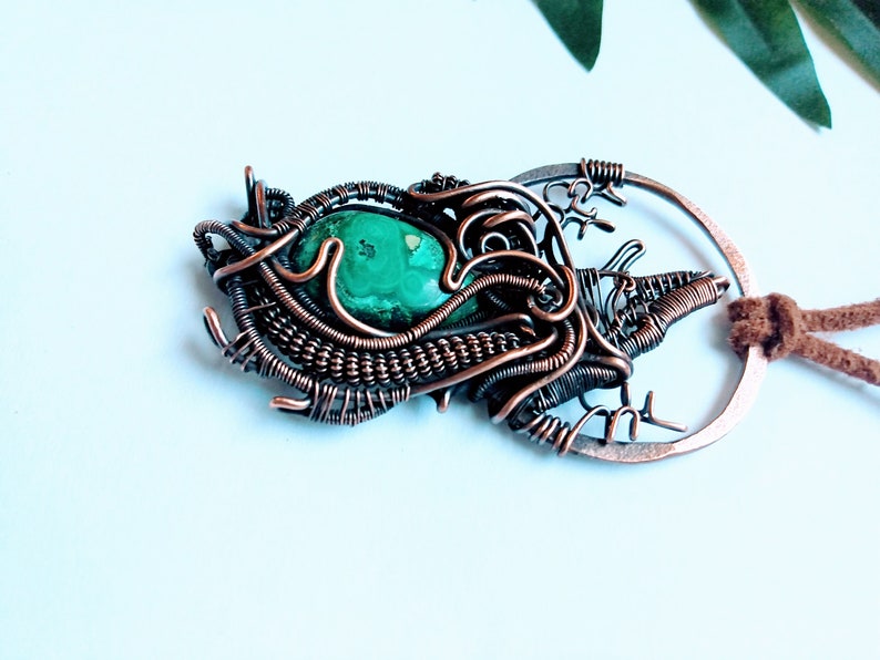Howling Wolf Necklace/100% Copper Wire Wrapped Malachite Wolf - Etsy