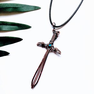 Wire Wrap Sword Necklace/100% Copper Wire Wrapped Blue Jasper Sword ...