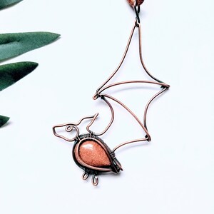 Copper Wire Bat Necklace/100% Copper Wire Wrapped Red Jasper Bat ...
