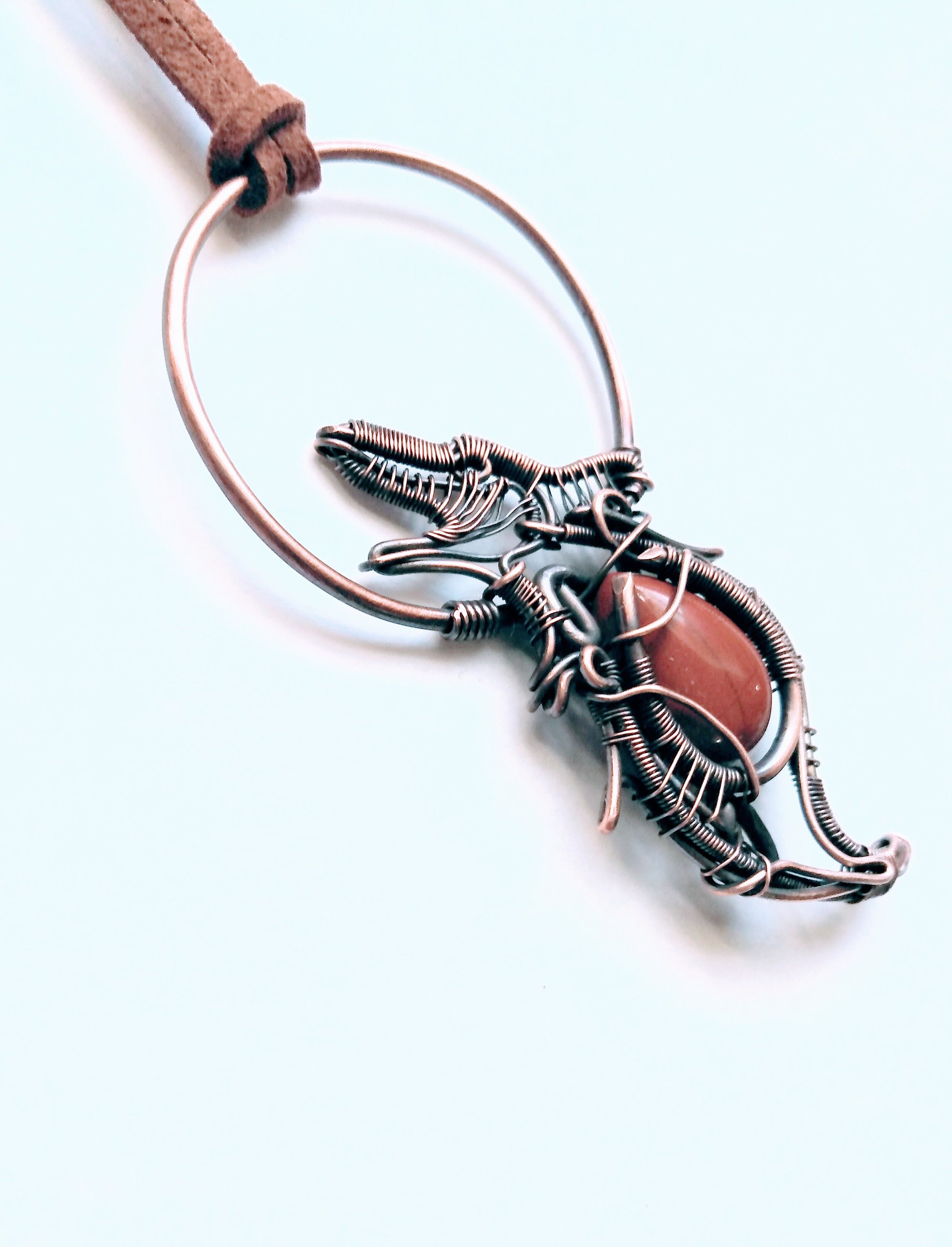 Red Wolf Necklace/100% Copper Wire Wrapped Red Jasper Howling - Etsy