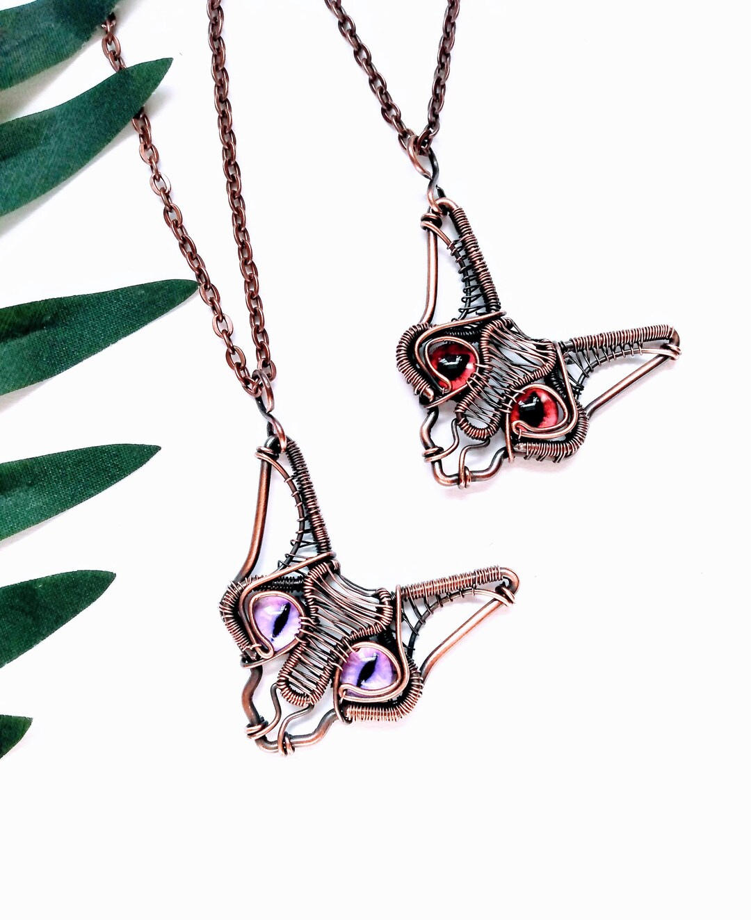 Alien Cat Necklace/100% Copper Wire Wrapped Sorak Pendant/cat Jewelry ...