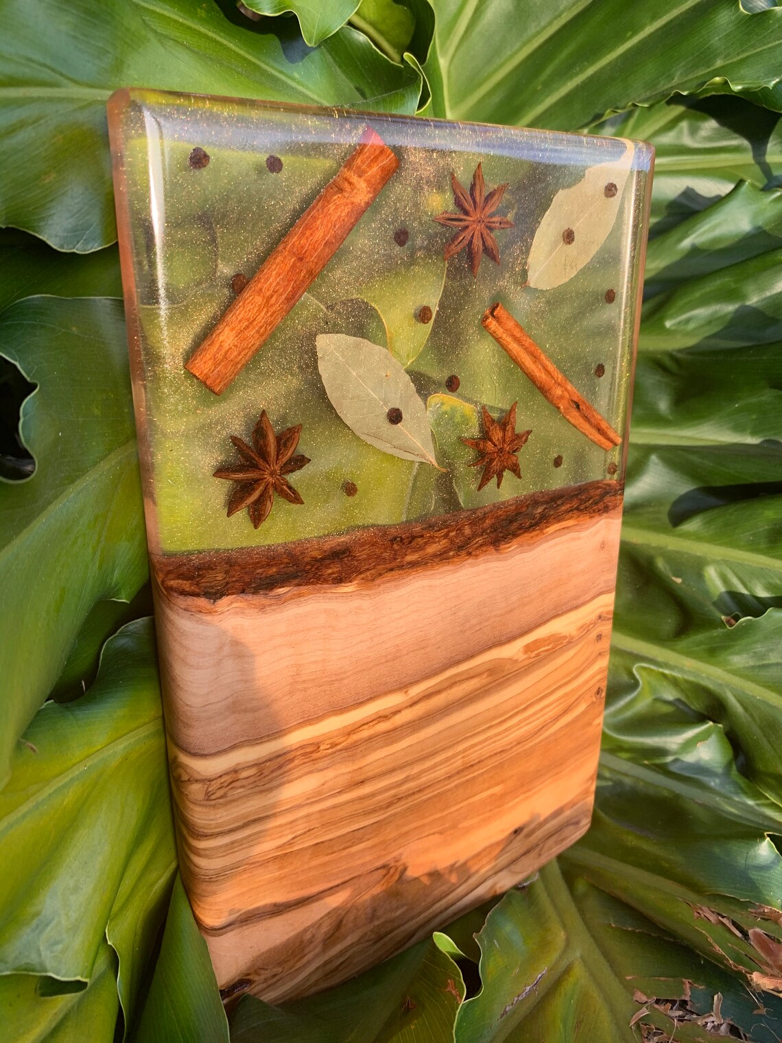 Fall Inspired Spice Board, Epoxy Spice Board, Olive Wood, Fall Decor - Etsy