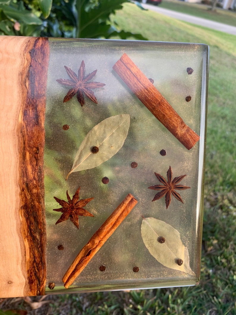 Fall Inspired Spice Board, Epoxy Spice Board, Olive Wood, Fall Decor - Etsy