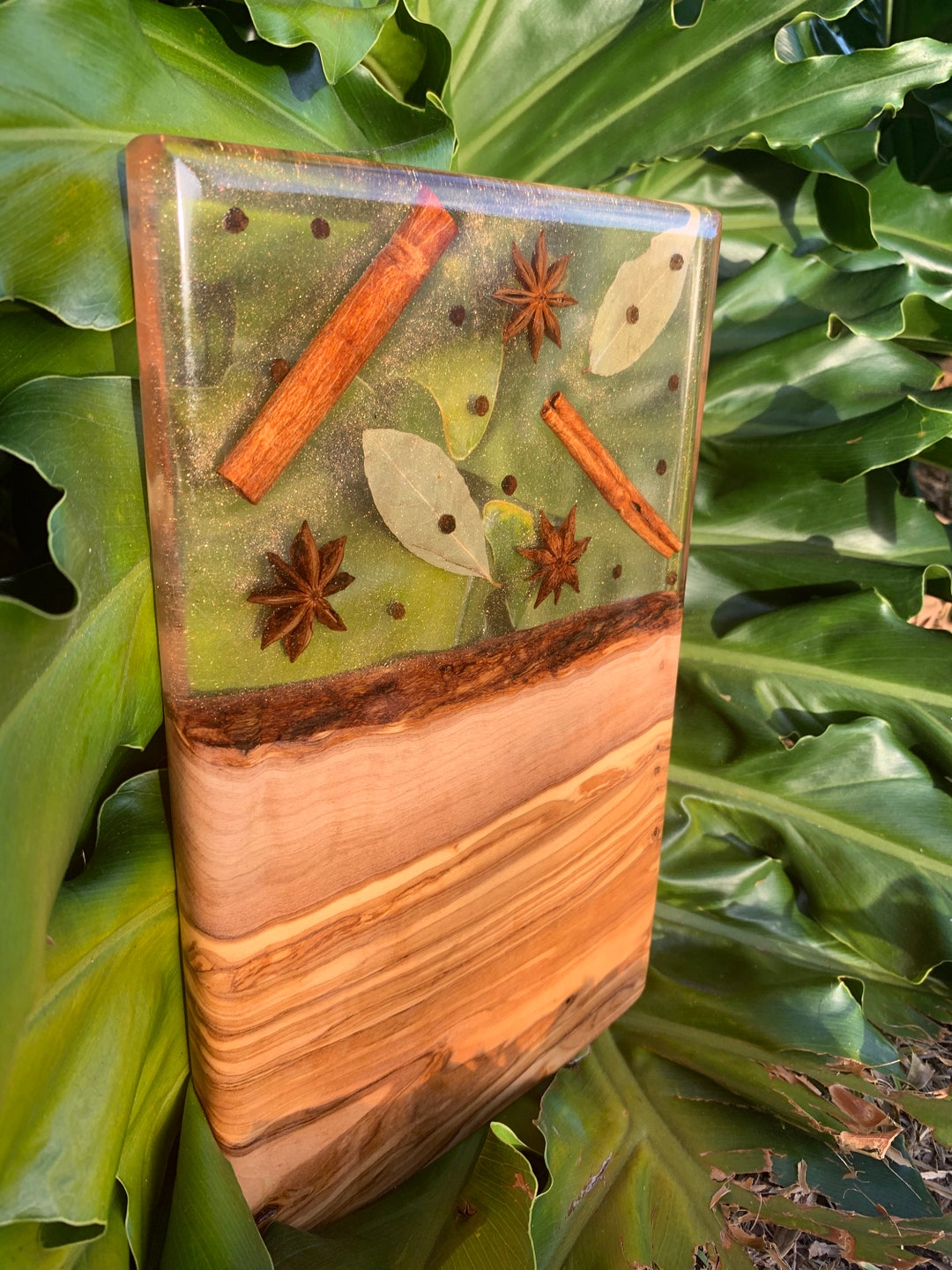 Fall Inspired Spice Board, Epoxy Spice Board, Olive Wood, Fall Decor - Etsy