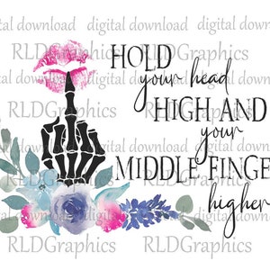 Makeup Bag Sublimation Design Downloads, Middle Finger Higher Graphic ...