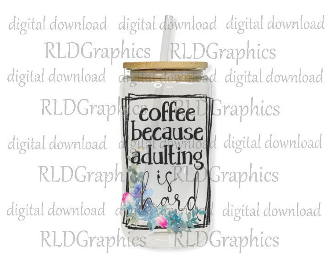 Glass Can Sublimation Design, Iced Coffee Cup Graphic PNG Digital ...