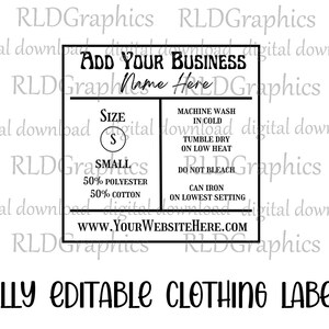 Editable Clothing Labels, Clothing Size Labels, Custom Clothing Tags ...
