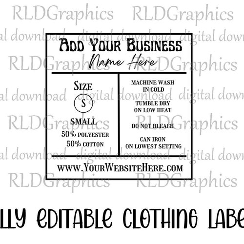 Printable Clothing Labels Clothing Size Labels Custom - Etsy Canada