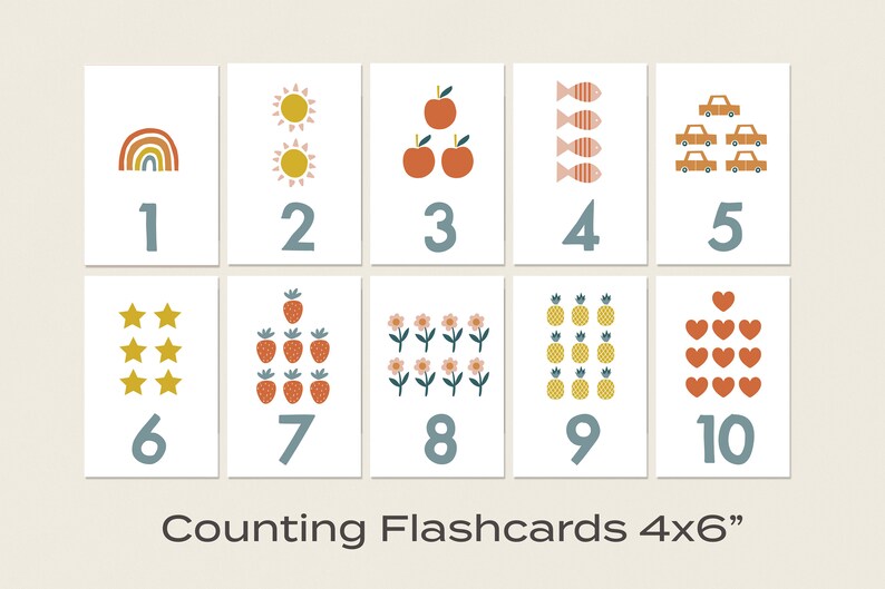 Educational Counting Printable / Counting Flashcards / | Etsy
