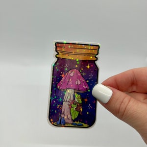 Whimsical Wizard Frogs in a Mason Jar Sticker Set - 3 Inch Holographic ...