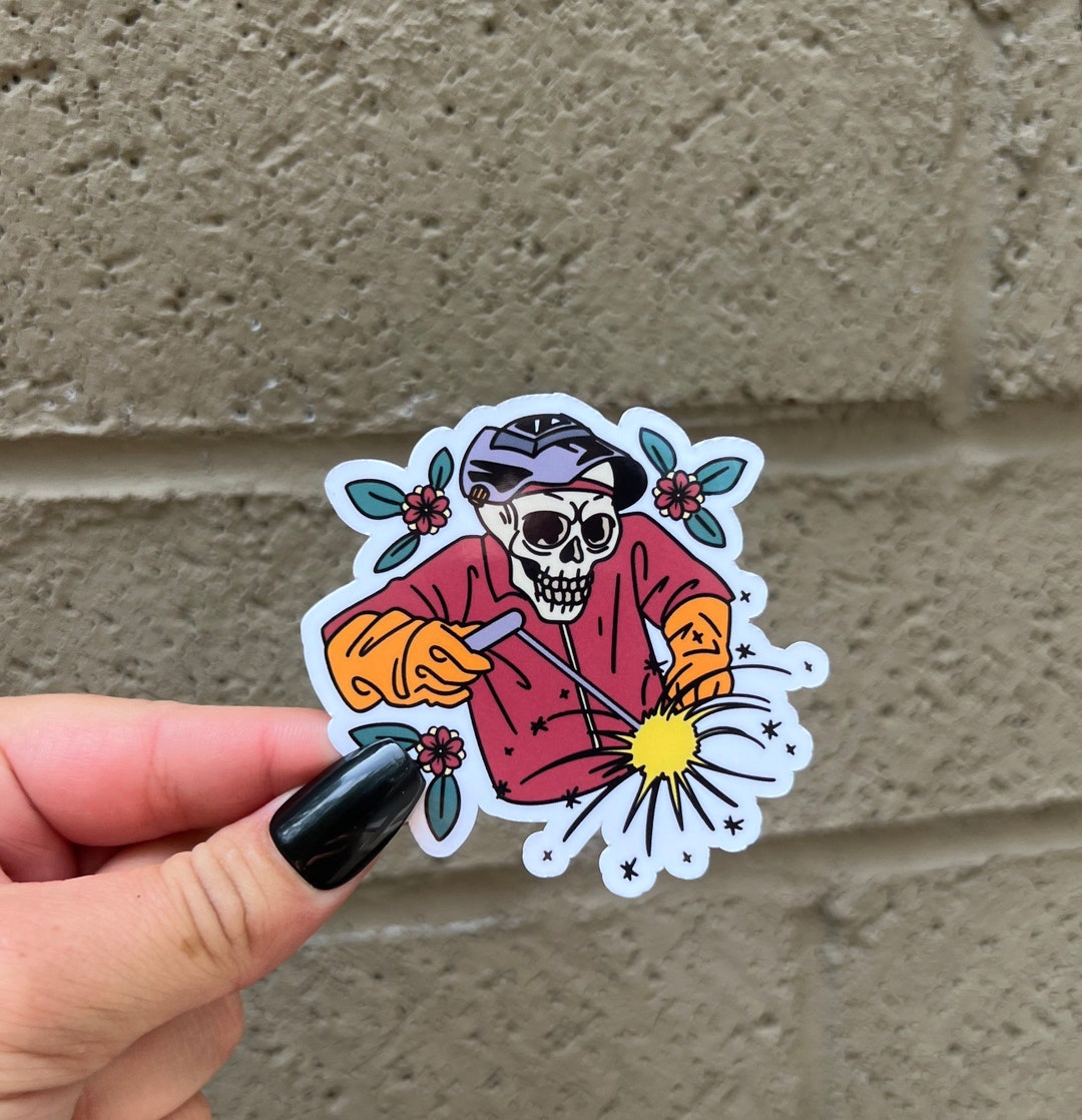 Welder Skeleton 2 3 Glossy Sticker - Etsy