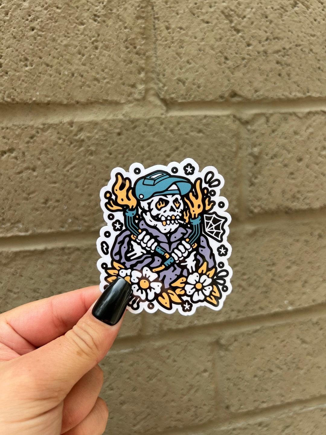 Welder Skeleton 3 Glossy Sticker - Etsy