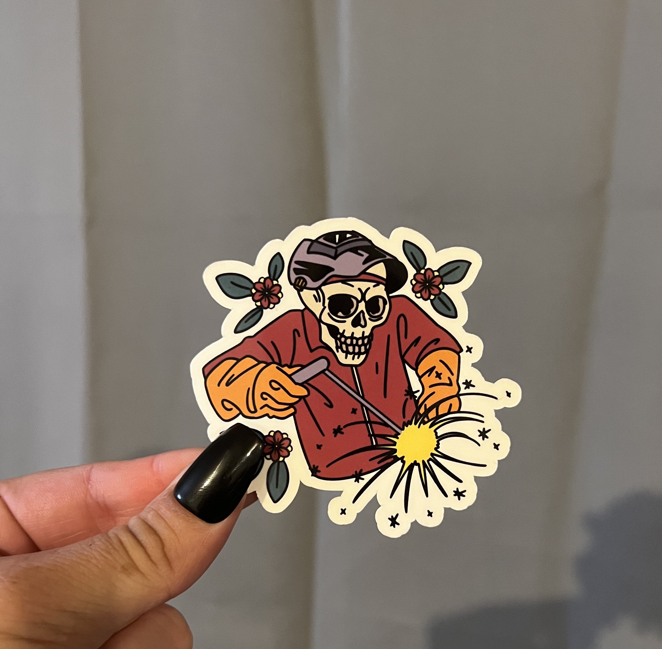 Welder Skeleton 2 3 Glossy Sticker - Etsy
