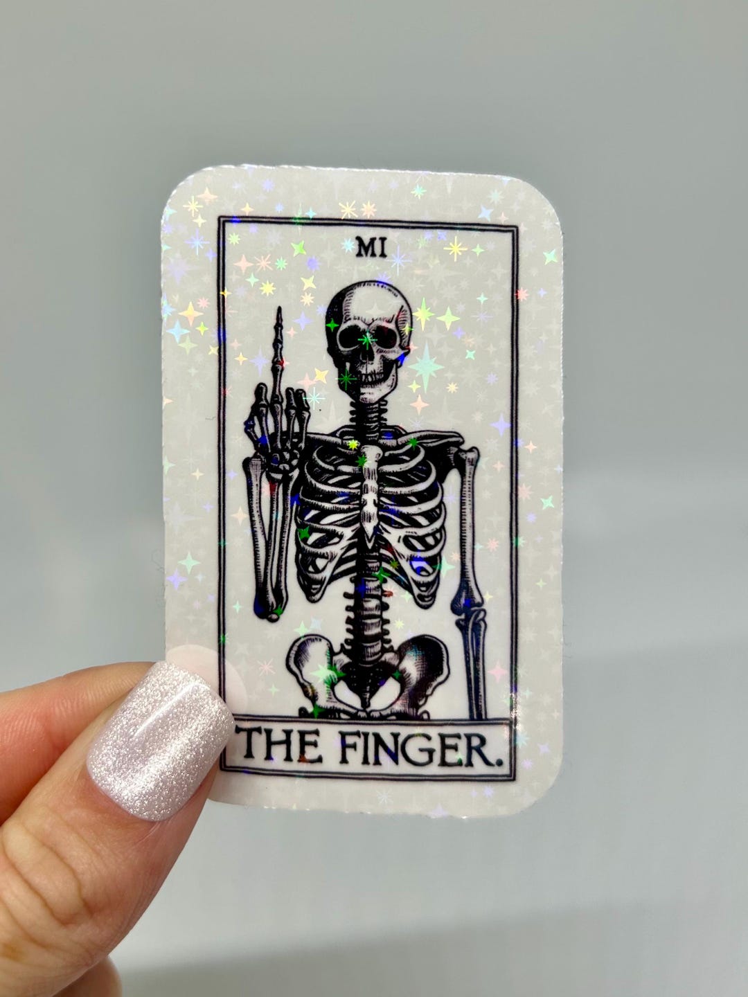 Holographic Skeleton Hand Tarot Card Middle Finger up 3 Tarot Card Art ...