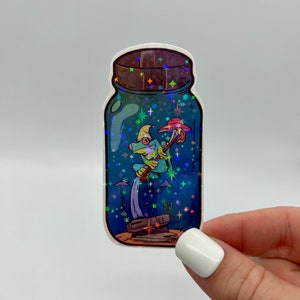 Whimsical Wizard Frogs in a Mason Jar Sticker Set - 3 Inch Holographic ...