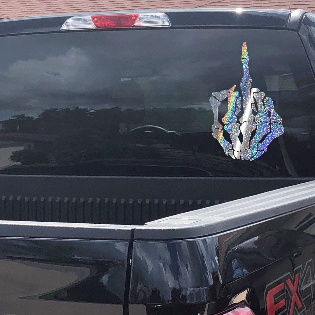Custom Size & Color Middle Finger Skeleton Hand Decal - Etsy