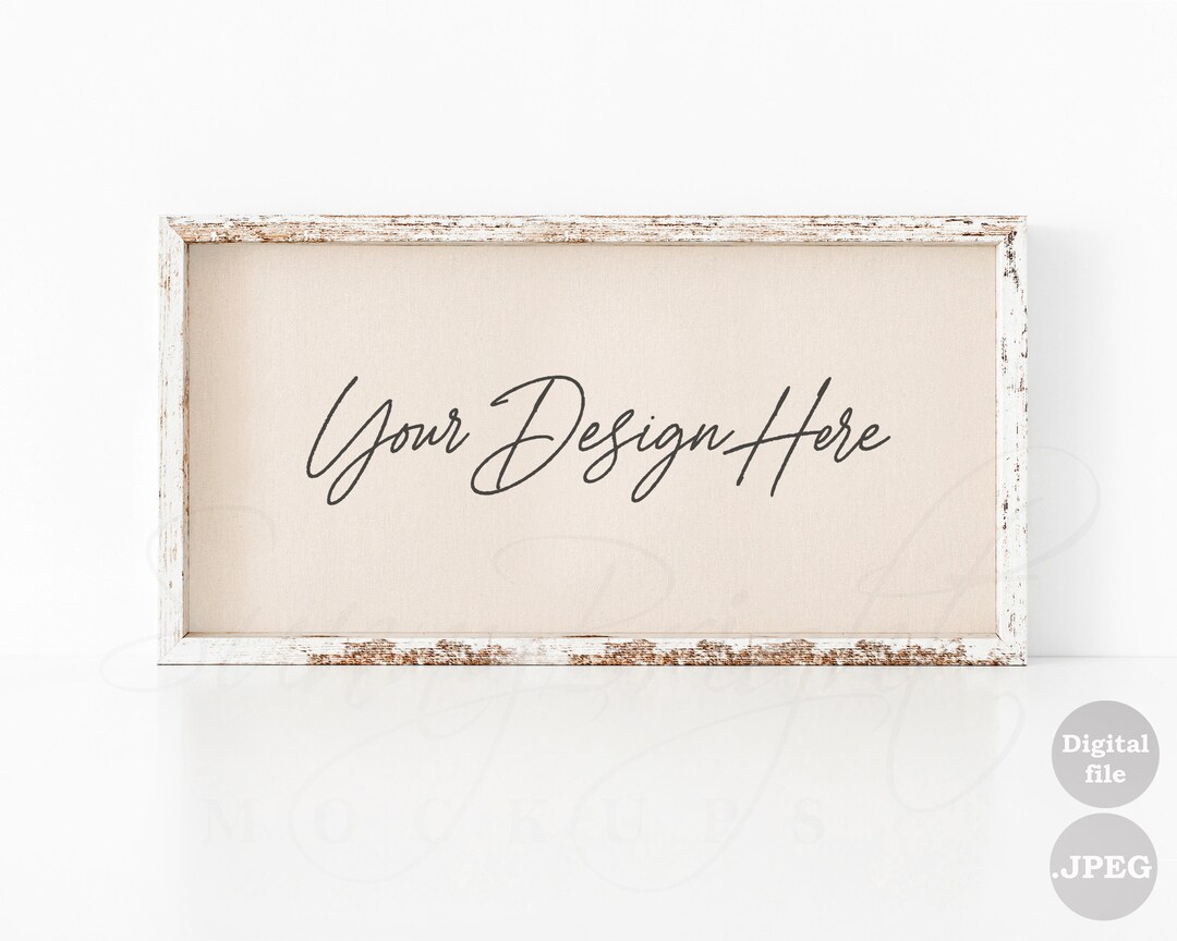 Farmhouse Frame Mockup, Plain Sign Mockup, Rectangular Sign Mockup ...