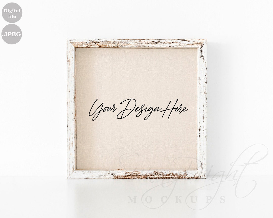 Farmhouse Frame Mockup, Plain Sign Mockup, Square Sign Mockup, Wood ...