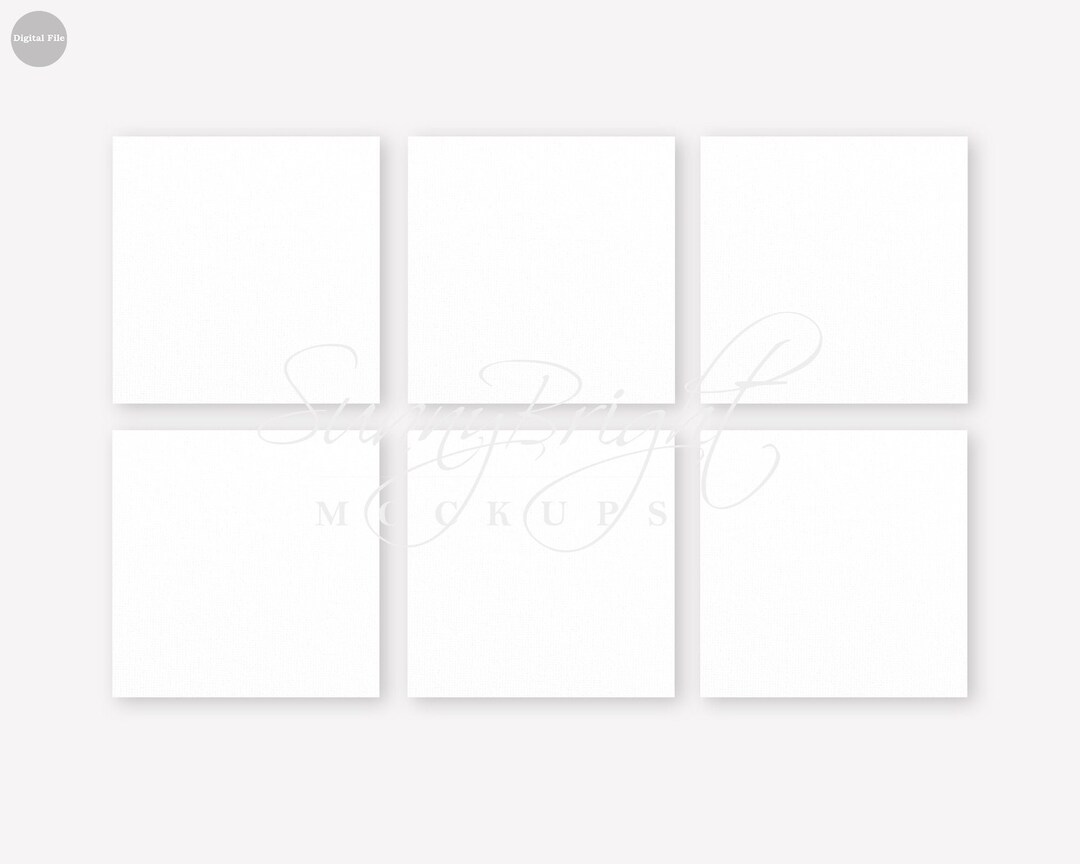 Plain Square Canvas Mockup, Set of 6, 1X1 Ratio, Wall Art Mockup ...