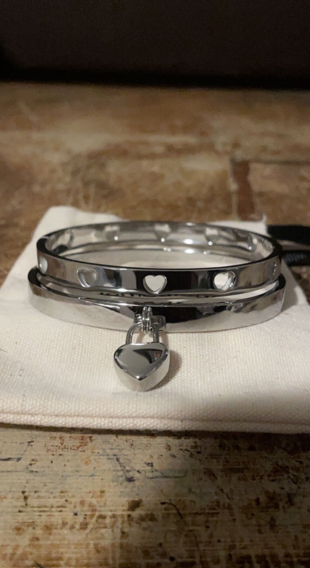 Stainless Steel Heart Toggle Cut Out Heart Arm Candy Set Stackable ...